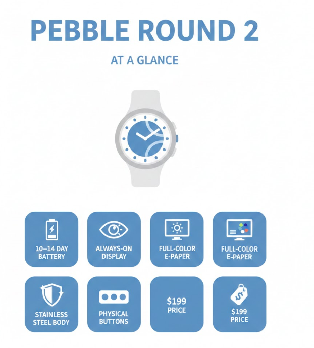 Pebble Round 2 Smartwatch: Full Specs, Price & CES 2026 First Look